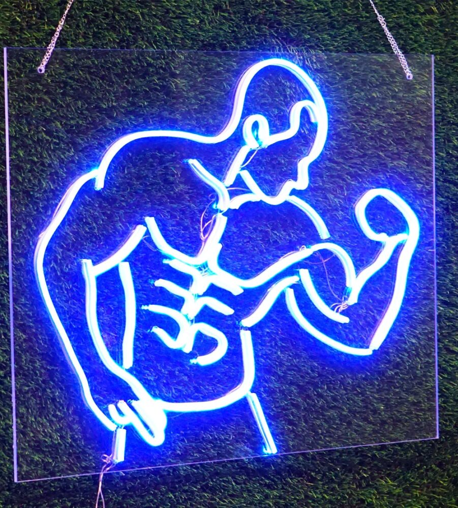 Buy Led Neon Sign Board for Gym Bodybuilding Fitness Center Blue Glow ...